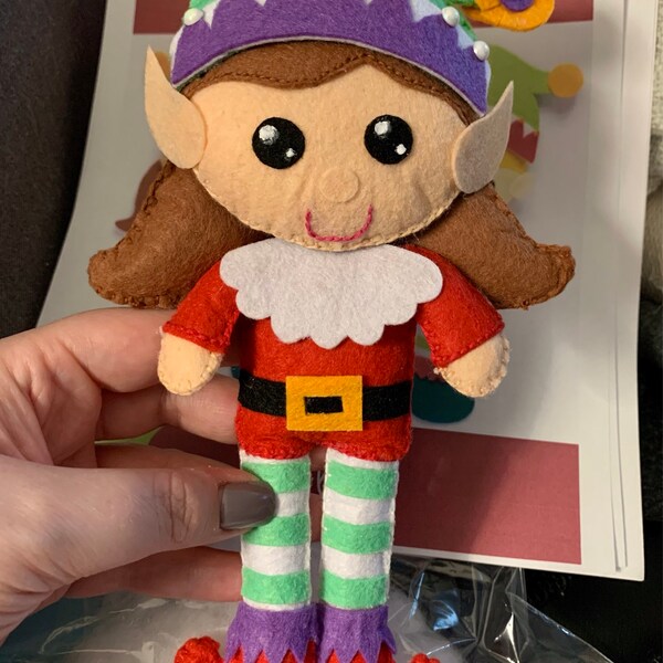 Felt Elf Doll Sewing Pattern PDF – Christmas Soft Toy Tutorial – DIY ...
