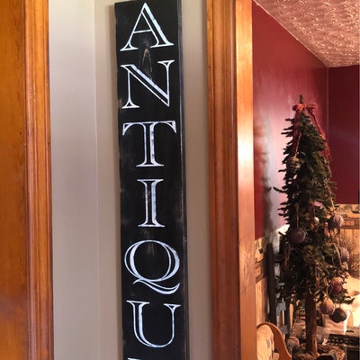 Large Antiques Sign / Vertical Antique Sign / Vintage Farmhouse Sign ...