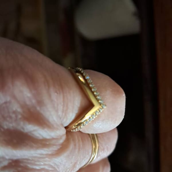 V Ring Set, Stacking Ring, Chevron Ring, Minimalist Ring, Wedding Band ...