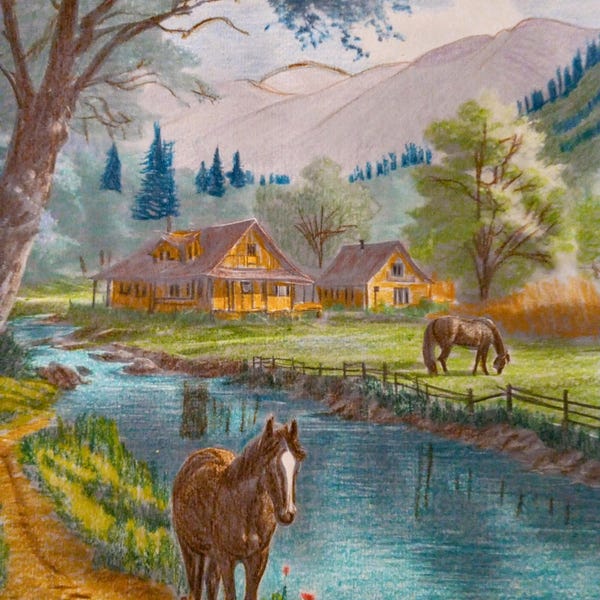 Farm Country Grayscale Coloring Page for Adults, Rustic Covered Wagon ...