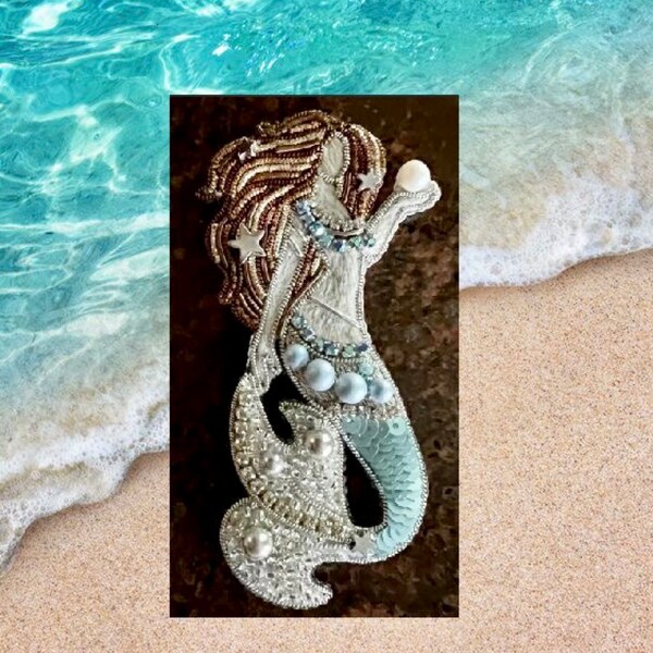 The Mermaid Brooch Pin, Handmade Embroidery - Etsy