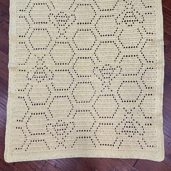 Filet Crochet Blanket Pattern | Bee Blanket Crochet Pattern | Filet ...
