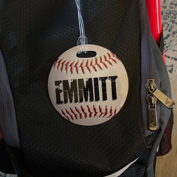 Round Tag, Personalized Sports Bag Tag, Backpack Name Tag, Custom ...