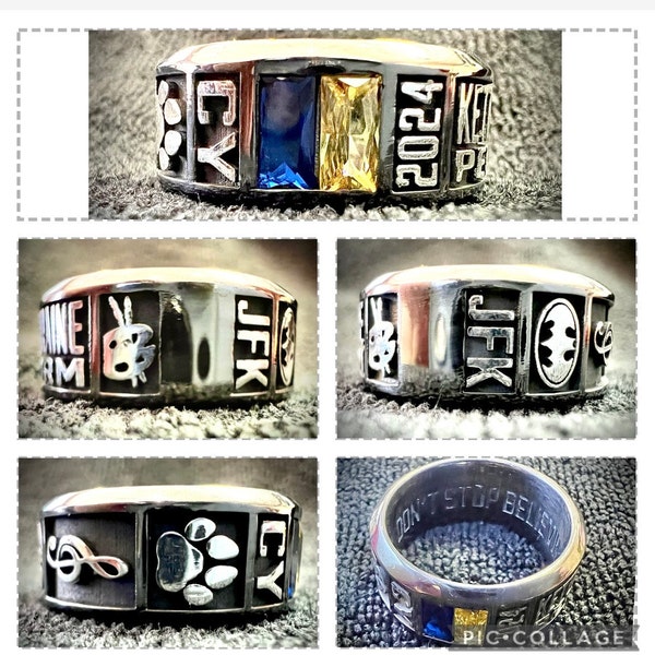 High School Class Band , College Class Ring , Custom Graduation Ring ...