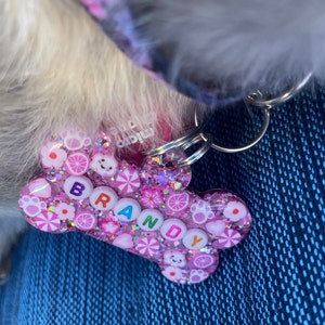 Custom Resin Pet ID Tags With Letter Beads Personalized Key - Etsy