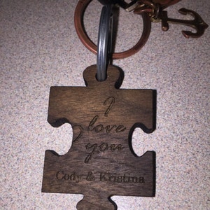 Puzzle Piece Keychains, Fit Together Puzzle Piece Keychain, Cute Wooden ...