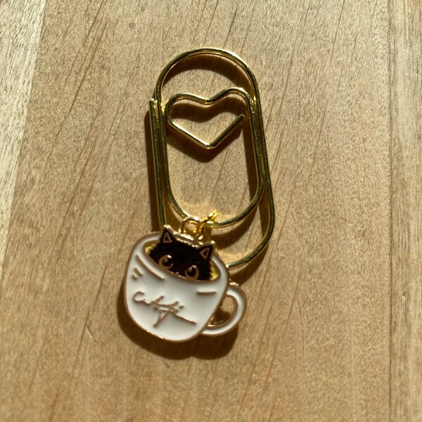 Cute Cat Paper Clips With Charm, Cat Themed Paperclip Bookmark - Etsy