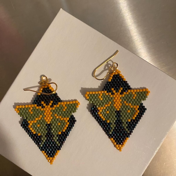 Beaded Moth Earrings Pattern Miyuki Delica Butterfly Brick Stitch ...