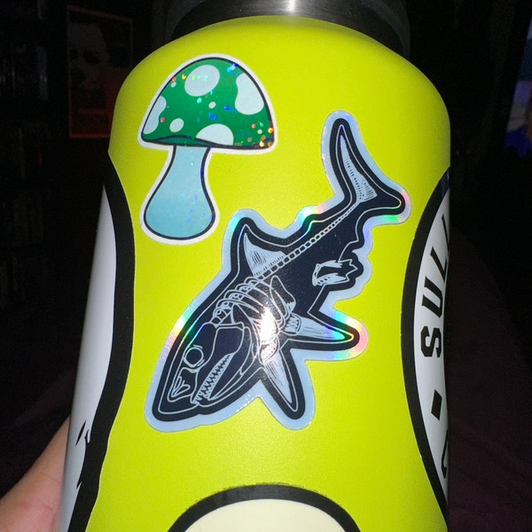 Holographic Skeleton Shark Sticker, Shark Sticker, Skeleton Sticker ...