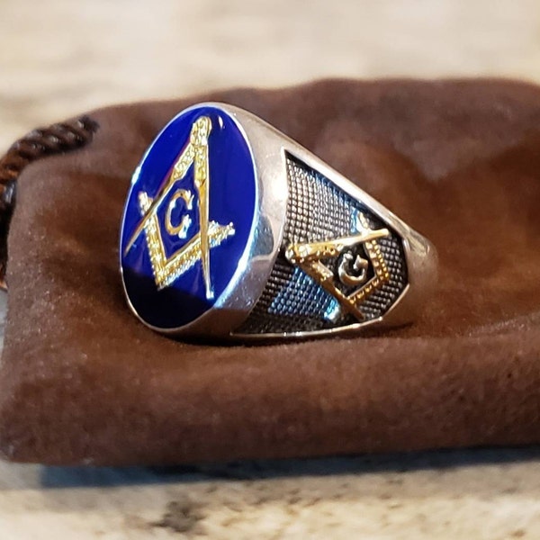 Masonic Ring Blue Lodge Signet Ring Master Mason Freemason Jewelry Gift ...