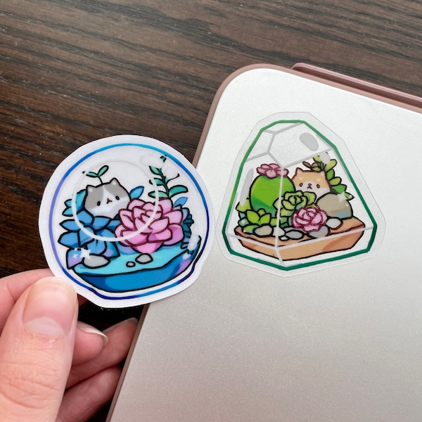 Terrarium Transparent Stickers 2" | Animal Cute Magical Plants Dog Cat ...