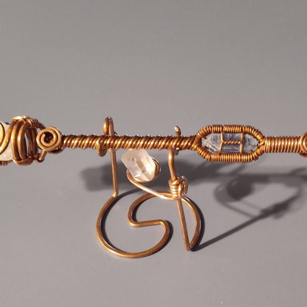 Smokey Lemurian Crystal Copper Wand With Magnets, Natural Gem Crystal ...