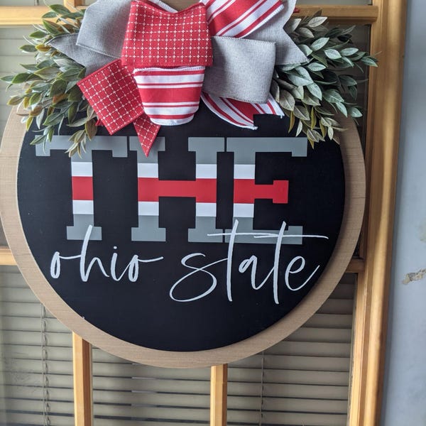 Ohio State Door Hanger | Ohio State Buckeyes | Ohio State Wreath ...