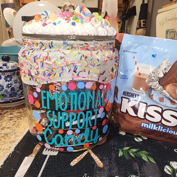 Personalized Funny Glass Candy Jar for Emotional Support, Custom Office ...