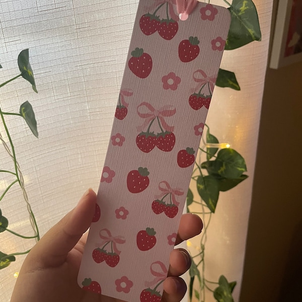 Reading is My Jam Bookmark | Strawberry Coquette Bookmark | Spring ...