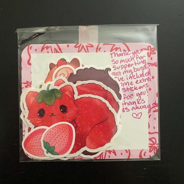 Strawberry Cat Sticker ~ Strawberry Loaf ~ Holographic Sticker ~ Cute ...