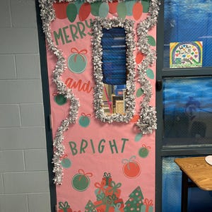 Classroom Door Decor, Merry and Bright Christmas Bulletin Board Kit ...