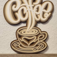 File svg 3D Zentangle di tazze e caffè, pannello multistrato per taglio ...