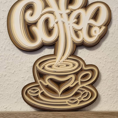 Cup and Coffee 3D Zentangle Svg Files, Multilayer Panel for Laser ...