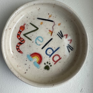 Custom Cute and Cheerful Pet Plate, 2 to 3 Designs, Handmade Pottery ...