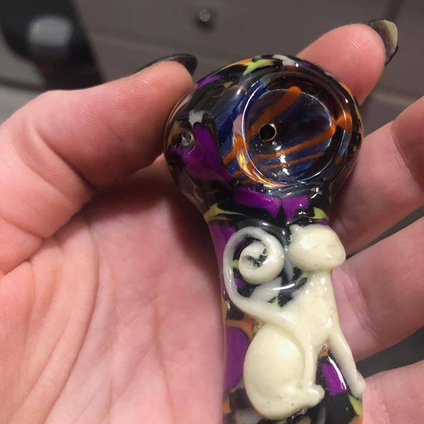 Custom Elegant Cat Glass Smoking Pipe, Girly Pipes, Unique, Glass ...