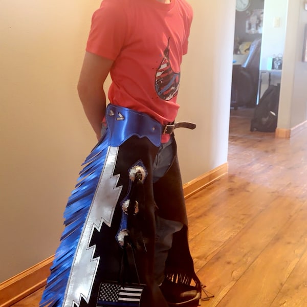 Custom Made Kid's Bronc/bull Riding Chaps/ New/ Custom Leather/ Rodeo ...