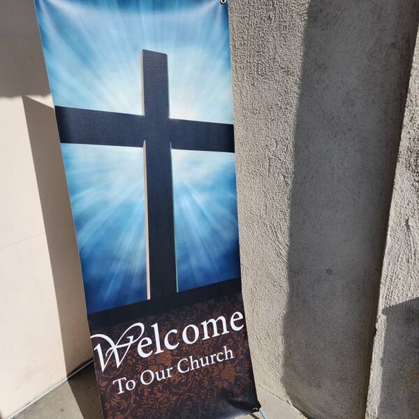 Church Welcome Banners With X Stand - Etsy