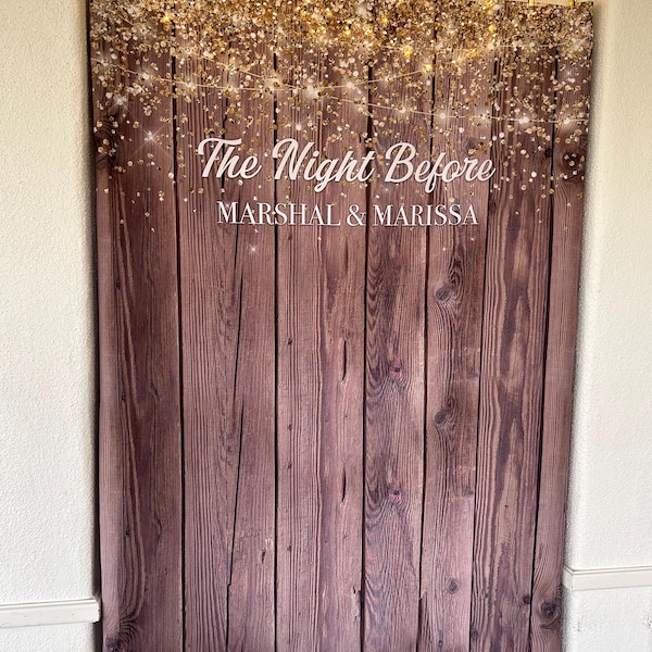 Rustic Wedding Photo Backdrop Wood and Glitter Garland Backdrop ...