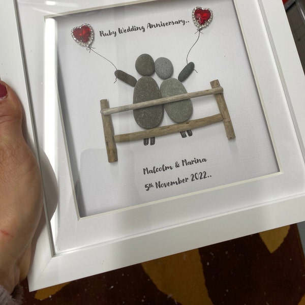 Ruby Wedding Anniversary Pebble Art, Ruby Wedding Gift Ideas ...