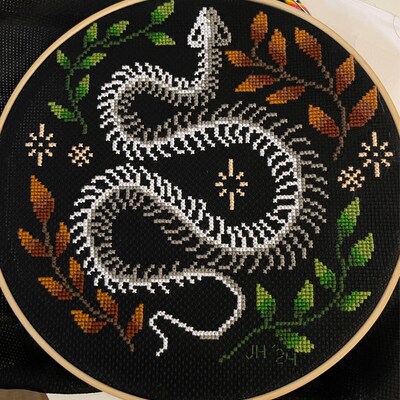 Yellow Snake Cross Stitch Pattern PDF, Ball Python Cross Stitch ...