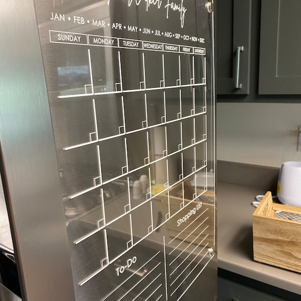 FRIDGE CALENDAR Magnetic Fridge Calendar - Magnetic Monthly Acrylic ...
