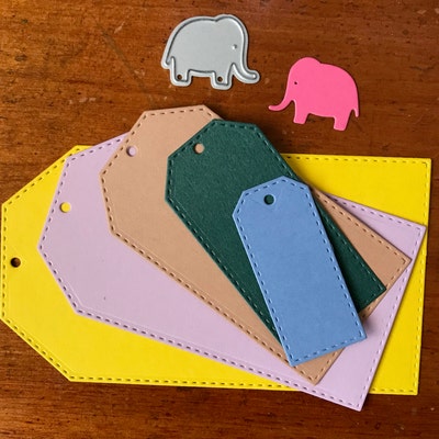 Stitched Tags Metal Cutting Dies 5 Piece Nesting Metal Craft Dies Tag ...