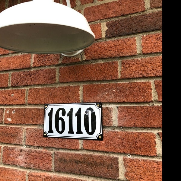 Custom House Number Sign, Porcelain Enamel, 8 1/4" X 4 3/8" (21 X 11 Cm ...