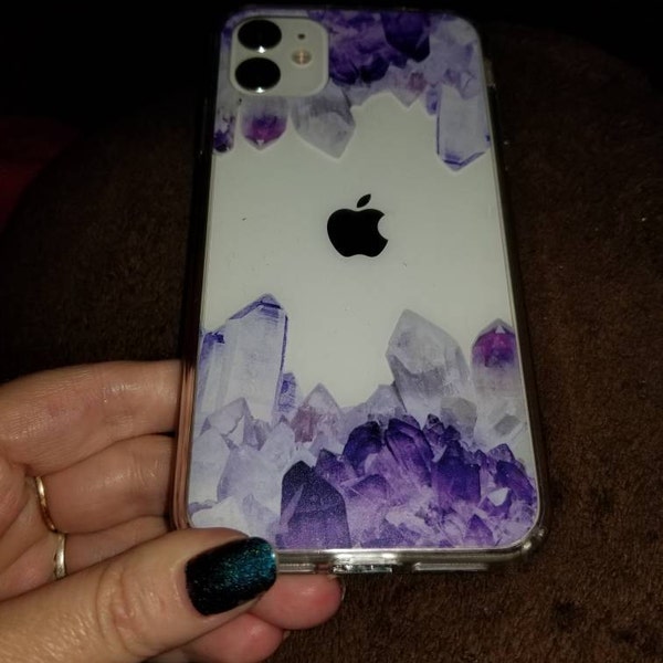 Purple Amethyst Crystal Clear Phone Case for iPhone 17 Air 16e 15 14 ...