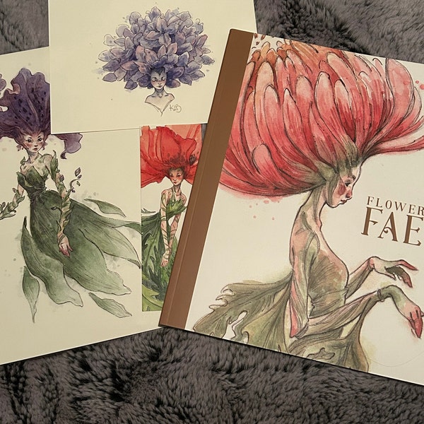 Set of 3 Flower Fae Art Prints Fairy Art Illustration Signed Prints ...