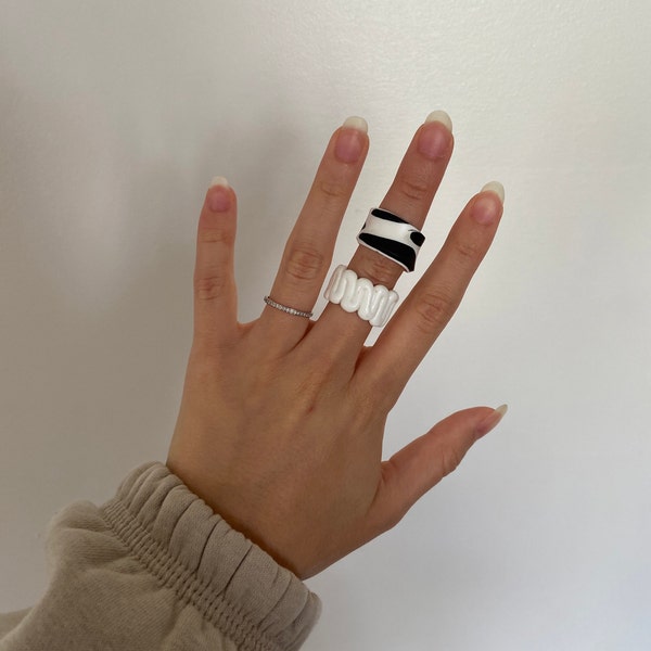 Handmade Polymer Clay Cow Print Band Rings! Cool Quirky Personalised ...