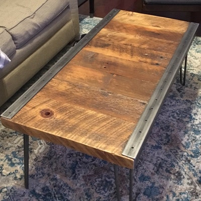 Reclaimed Distressed Custom Built Industrial Coffee Table, Wood, Raw ...