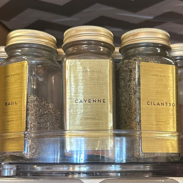 Gold Metallic Herbs and Spice Labels - Custom List - Waterproof Labels ...