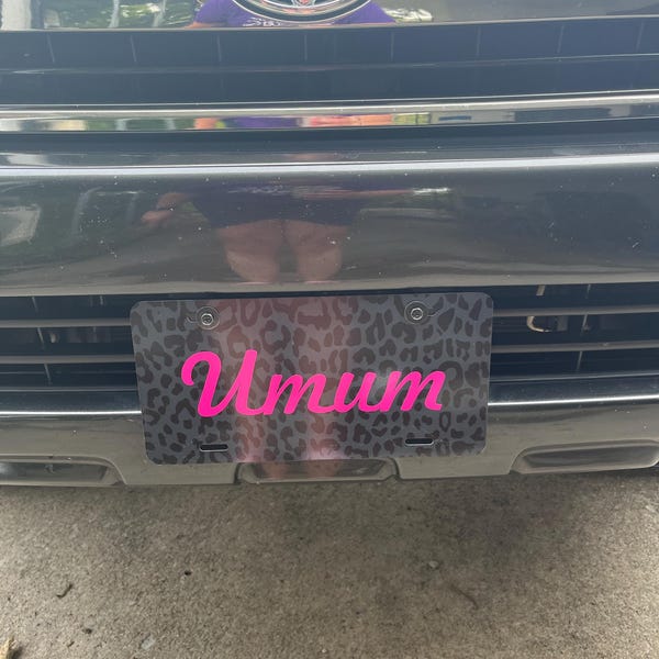 Personalized Monogram License Plate Black and Black Leopard - Licence ...