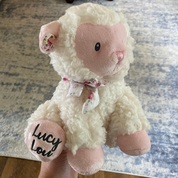 Baptism Lamb, Personalized Baptism Gift, Stuffed Lamb Baptized Gift ...