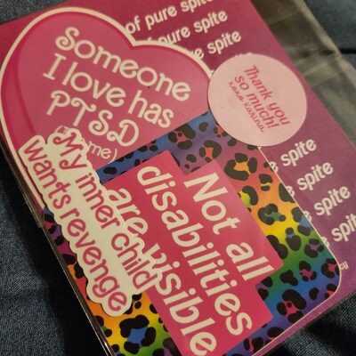 Someone I Love Has Ptsd Heart Sticker Pink Cute Self Love Laptop Water ...