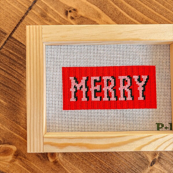 Merry Needlepoint Pattern| 13 Mesh Pattern Chart | Digital Needlepoint ...