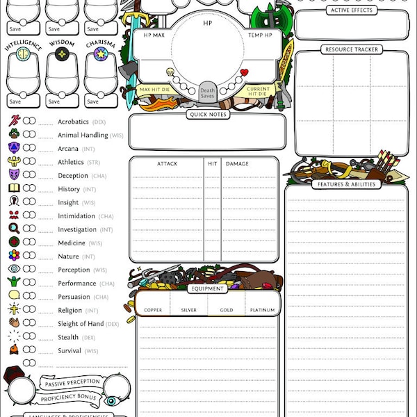 Dnd 5e Character Sheet: Strength of Steel PDF Compatible With Fifth ...
