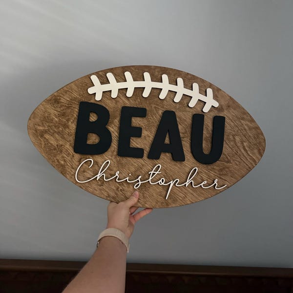 Football Name Sign | 18-36" Diameter | Round Sign | Child Baby Name ...