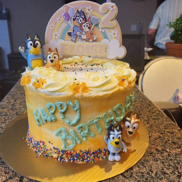 Bluey Inspired Cake Topper, Personalized Bluey Birthday. - Etsy