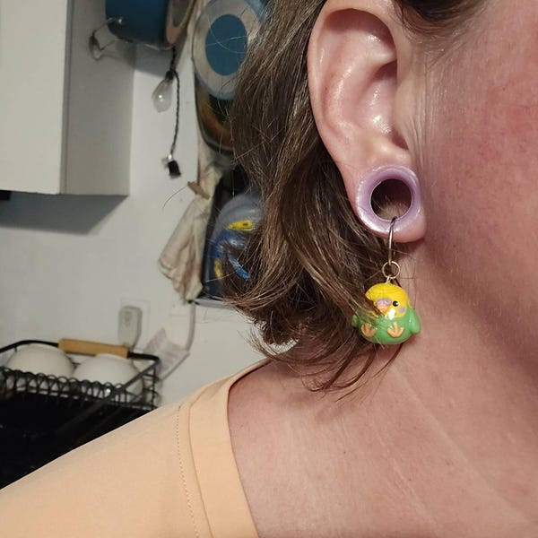 Donut Planet Dangle Earrings Gold Steel Stretched Ear Plugs Gauges ...