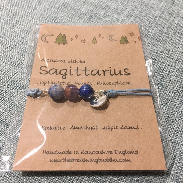 Sagittarius Zodiac Crystal Bracelet, Horoscope Gift, Astrology ...