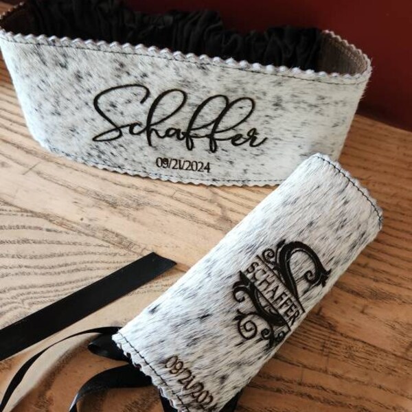 Brides Western Custom Cowhide Wedding Garter Leg Personalized or ...