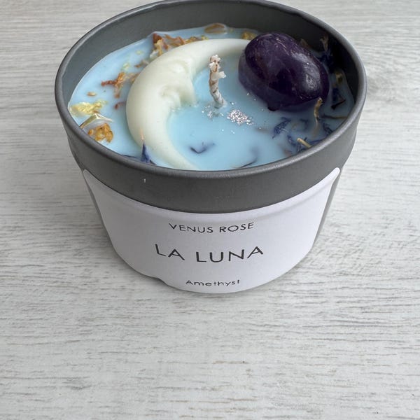 LA LUNA, Crystal Candle, With Amethyst, Manifestation, Relaxation ...