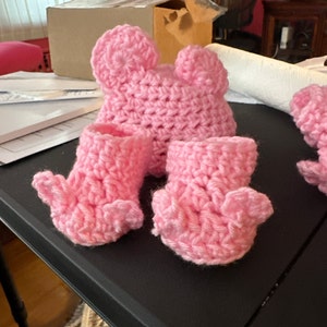 CROCHET PATTERN Bear Baby Hat and Booties Set Newborn Photo Prop ...